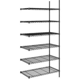 Stahldraht-Gitterregal, schwarz, Fachlast 100 kg, BxT 910 x 610 mm, Anbauregal, Höhe 2180 mm, 6 Fachböden kaiserkraft