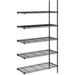 Stahldraht-Gitterregal, schwarz, Fachlast 100 kg, BxT 910 x 460 mm, Anbauregal, Höhe 1880 mm, 5 Fachböden kaiserkraft