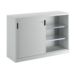 LISTA Schiebet&uuml;rschrank, HxB 1000 x 1500 mm, Trennwand, Tiefe 500 mm, lichtgrau RAL 7035