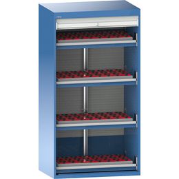 LISTA CNC-Schrank mit Rollladen, 4 Schubladen, 96 Halter ISO-SK 50, lichtblau RAL 5012