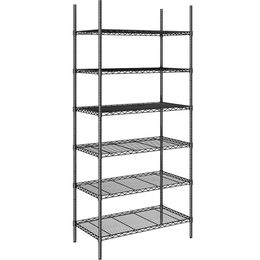 Stahldraht-Gitterregal, schwarz, Fachlast 100 kg, BxT 910 x 610 mm, Grundregal, Höhe 2180 mm, 6 Fachböden kaiserkraft