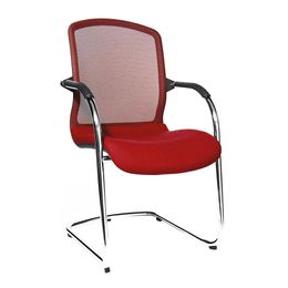 Topstar OPEN CHAIR - der Design-Besucherstuhl, Freischwinger mit Netzrücken, VE 2 Stk, rot