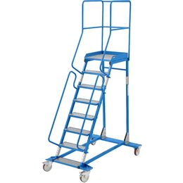 eurokraft pro Mobile Podestleiter, Alu-Stufeneinlagen, 8 Stufen