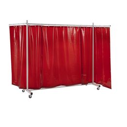 Schwei&szlig;er-Schutzwand, mobil, mit Planenvorhang, rot, BxH 3700 x 2100 mm, 3-teilig kaiserkraft