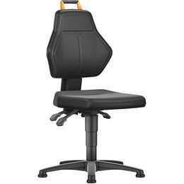 eurokraft pro Arbeitsdrehstuhl, schwarz, mit Bodengleitern, Kunstlederbezug