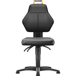 eurokraft pro Arbeitsdrehstuhl, schwarz, mit Bodengleitern, Kunstlederbezug