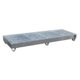 eurokraft pro Stahl-Auffangwanne mit PE-Einsatz, f&uuml;r 200-l-F&auml;sser, LxBxH 2415 x 815 x 255 mm, verzinkt