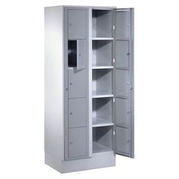 Wolf W&auml;scheausgabeschrank, HxBxT 1800 x 700 x 500 mm, 10 F&auml;cher, lichtgrau / silbergrau