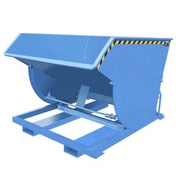 eurokraft pro Kippbeh&auml;lter, schmale Ausf&uuml;hrung, Volumen 1,5 m&sup3;, Traglast 3000 kg, blau RAL 5012