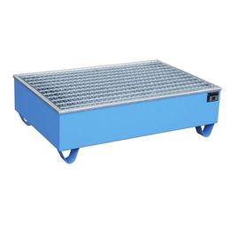 eurokraft pro Stahl-Auffangwanne mit PE-Einsatz, f&uuml;r 200-l-F&auml;sser, LxBxH 1215 x 815 x 365 mm, blau lackiert