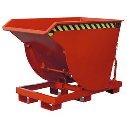 eurokraft pro Kippbehälter, schmale Ausführung, Volumen 0,5 m³, Traglast 2500 kg, rot RAL 3000