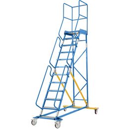eurokraft pro Mobile Podestleiter, Alu-Stufeneinlagen, 12 Stufen