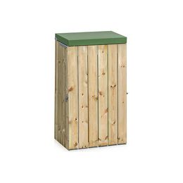 Au&szlig;en-Abfallsammler mit Holzverkleidung, 125 l, BxHxT 600 x 1030 x 380 mm, mit Deckelklappe kaiserkraft