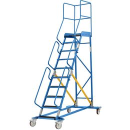 eurokraft pro Mobile Podestleiter, Riefengummi-Stufeneinlage, 10 Stufen