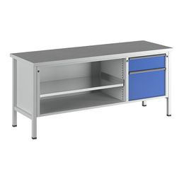 ANKE Werkbank, Gestellbauweise Serie V, 1 Schublade 180 mm, 1 Schublade 360 mm, H&ouml;he 890 mm, Universalplatte