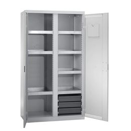 Umweltschrank mit T&uuml;rlochung, HxBxT 1800 x 1000 x 500 mm, 7 Wannenb&ouml;den, lichtgrau / lichtgrau kaiserkraft