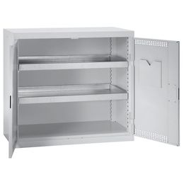Umweltschrank mit T&uuml;rlochung, HxBxT 900 x 1000 x 500 mm, 2 Wannenb&ouml;den, lichtgrau / lichtgrau kaiserkraft