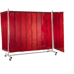 Schwei&szlig;er-Schutzwand, mobil, mit Lamellenvorhang, rot, BxH 3700 x 2100 mm, 3-teilig kaiserkraft