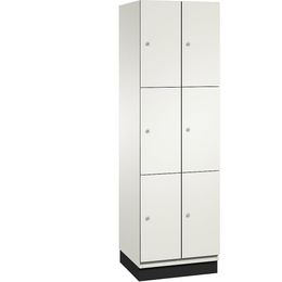 C+P 3er-Schlie&szlig;fachschrank Cambio, 2 Abteile, reinwei&szlig; / wei&szlig;, HPL-T&uuml;r, B 600 mm, 6 F&auml;cher