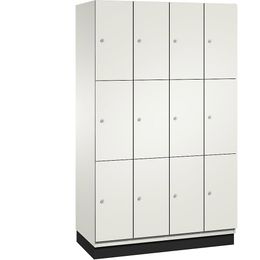 C+P 3er-Schließfachschrank Cambio, 4 Abteile, reinweiß / weiß, HPL-Tür, B 1200 mm, 12 Fächer