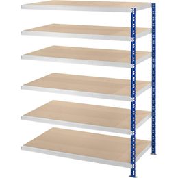 eurokraft basic Gro&szlig;fach-Steckregal, T 800 mm, mit Spanplattenb&ouml;den, Anbauregal, HxB 1976 x 1525 mm