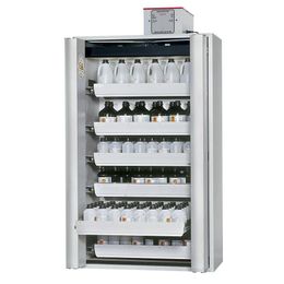 ASECOS Feuerbest&auml;ndiger Gefahrstoff-Faltt&uuml;rschrank Typ 90, halbautomatisch, mit 6 Schubladen, lichtgrau