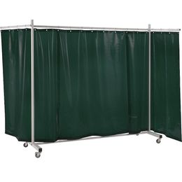 Schwei&szlig;er-Schutzwand, mobil, mit Planenvorhang, dunkelgr&uuml;n, BxH 3700 x 2100 mm, 3-teilig kaiserkraft