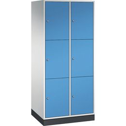 C+P 3er-Schlie&szlig;fachschrank Intro, 2 Abteile, lichtgrau / lichtblau, BxT 820 x 600 mm