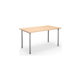 Mehrzwecktisch DUO-C, gerade Platte, HxT 700 - 800 x 800 mm, Breite 1400 mm, Birke, silber kaiserkraft
