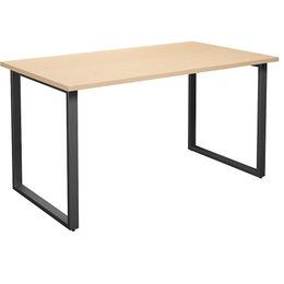 Mehrzwecktisch DUO-O, gerade Platte, Tiefe 800 mm, Breite 1400 mm, Birke / schwarz kaiserkraft