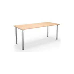Mehrzwecktisch DUO-C, gerade Platte, HxT 700 - 800 x 800 mm, Breite 1800 mm, Birke, silber kaiserkraft