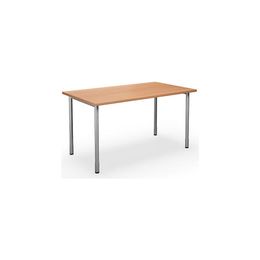 Mehrzwecktisch DUO-C, gerade Platte, HxT 700 - 800 x 800 mm, Breite 1400 mm, Buche, silber kaiserkraft