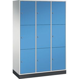 C+P 3er-Schlie&szlig;fachschrank Intro, 3 Abteile, lichtgrau / lichtblau, BxT 1220 x 500 mm