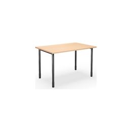 Mehrzwecktisch DUO-C, gerade Platte, HxT 700 - 800 x 800 mm, Breite 1200 mm, Birke, schwarz kaiserkraft