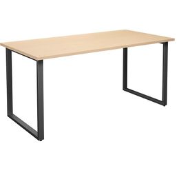 Mehrzwecktisch DUO-O, gerade Platte, Tiefe 800 mm, Breite 1600 mm, Birke / schwarz kaiserkraft