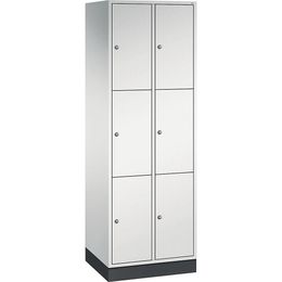 C+P 3er-Schlie&szlig;fachschrank Intro, 2 Abteile, lichtgrau, BxT 620 x 500 mm