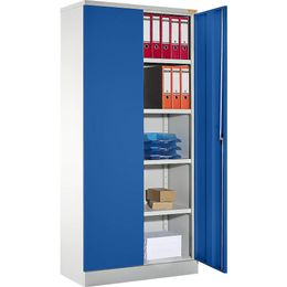 eurokraft basic Universalschrank, HxBxT 1950 x 915 x 421 mm, lichtgrau / enzianblau, ab 3 Stk