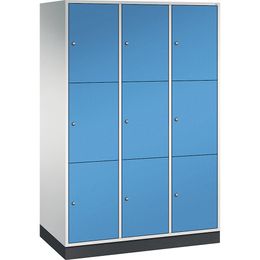 C+P 3er-Schlie&szlig;fachschrank Intro, 3 Abteile, lichtgrau / lichtblau, BxT 1220 x 600 mm