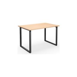 Mehrzwecktisch DUO-O, gerade Platte, Tiefe 800 mm, Breite 1200 mm, Birke / schwarz kaiserkraft