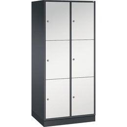 C+P 3er-Schlie&szlig;fachschrank Intro, 2 Abteile, schwarzgrau / lichtgrau, BxT 820 x 600 mm