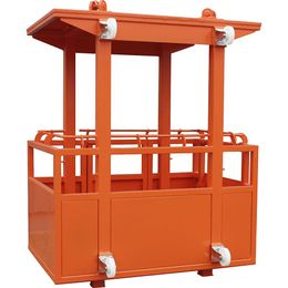 Eichinger Arbeitskorb, 4 Kran&ouml;sen, mit Leitrollen, leichte Ausf&uuml;hrung, orange RAL 2004