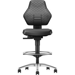 bimos Arbeitsdrehstuhl AIR FLOW, mit Sitz-Stopp-Rollen und Fu&szlig;ring, Kunstlederbezug schwarz