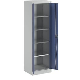 Mauser Magazinschrank, HxB 1950 x 600 mm, Tiefe 500 mm, Geh&auml;use lichtgrau, T&uuml;ren brillantblau