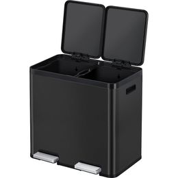 EKO Treteimer Recycler, Stahl, 44 l, 2-fach-Sammler, schwarz