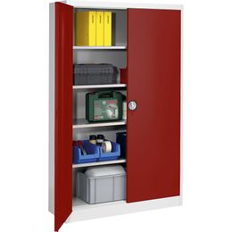 Mauser Magazinschrank, HxBxT 1950 x 1200 x 420 mm, lichtgrau / feuerrot