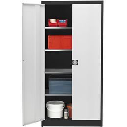 Mauser Magazinschrank, HxB 1950 x 950 mm, Tiefe 420 mm, Geh&auml;use graphitschwarz, T&uuml;ren lichtgrau