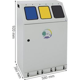 Wertstoffsammler, Stahl, Volumen 3 x 30 l, TRIPLEX, 3 Innenbeh&auml;lter, mit Pedal kaiserkraft