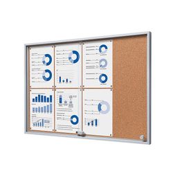 eurokraft pro Schaukasten mit Schiebet&uuml;ren, Au&szlig;en-BxHxT 906 x 640 x 50 mm, Korkr&uuml;ckwand