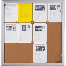 eurokraft pro Schaukasten mit Fl&uuml;gelt&uuml;r, Au&szlig;en-BxHxT 742 x 1005 x 33 mm, Korkr&uuml;ckwand