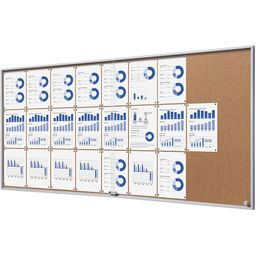 eurokraft pro Schaukasten mit Schiebetüren, Außen-BxHxT 2006 x 947 x 50 mm, Korkrückwand